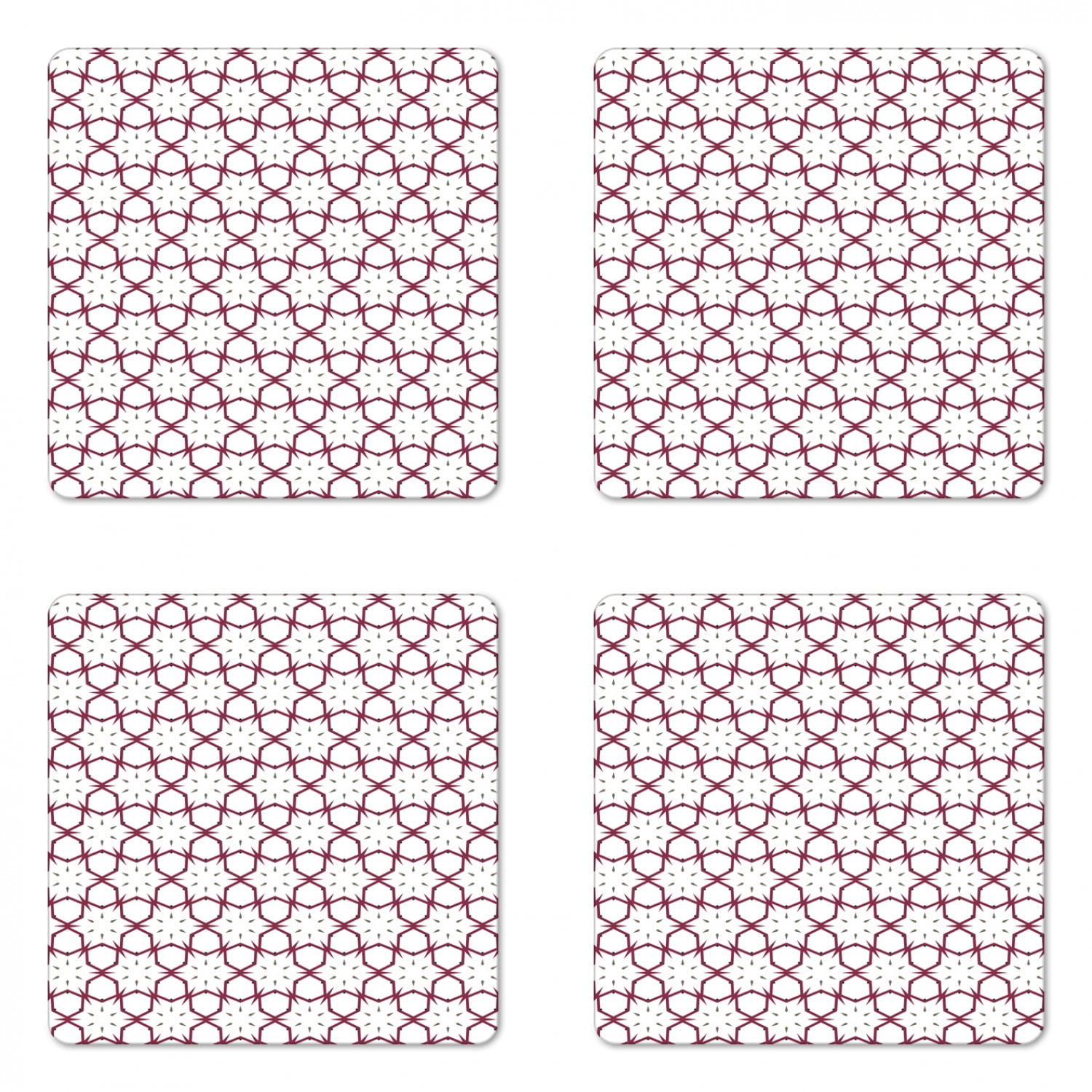 Vintage Coaster Set of 4, Repetitive Pointy Petals Motifs Connected ...