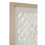 24"W, 24"H Cream Geometric Handmade Overlapping Shells Shadow Box with ...