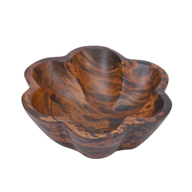 Stylish Flower-Shaped Mango Tree Wood with Dark Stain 6inch Serving ...