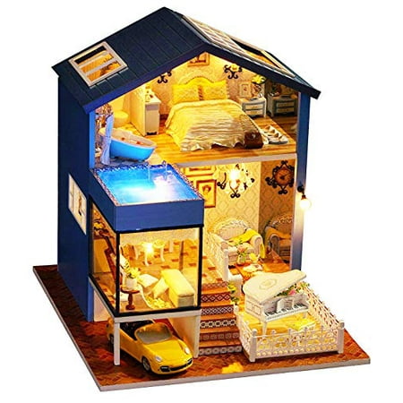Kisoy Romantic and Cute Dollhouse Miniature DIY House Kit Creative Room ...