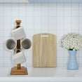Arikago Rustic Coffee Mug Tree Stand, Solid Wood Holder for 6 Mugs ...