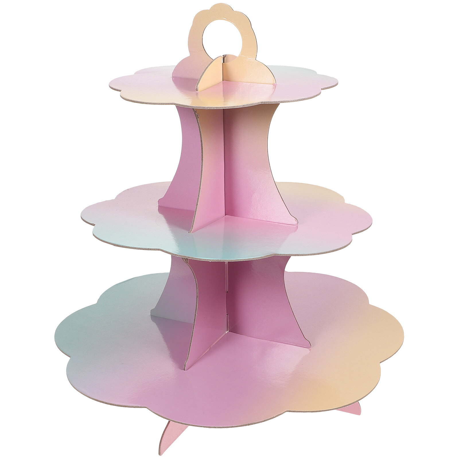 Cake Holder 3 Tiers Decorative Cake Stand Paper Disposable Rainbow Cake ...