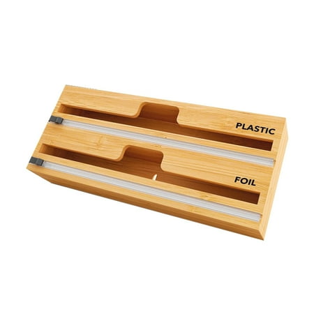 Bamboo Plastic Wrap Dispenser with Slide Cutter，Aluminum Foil ...