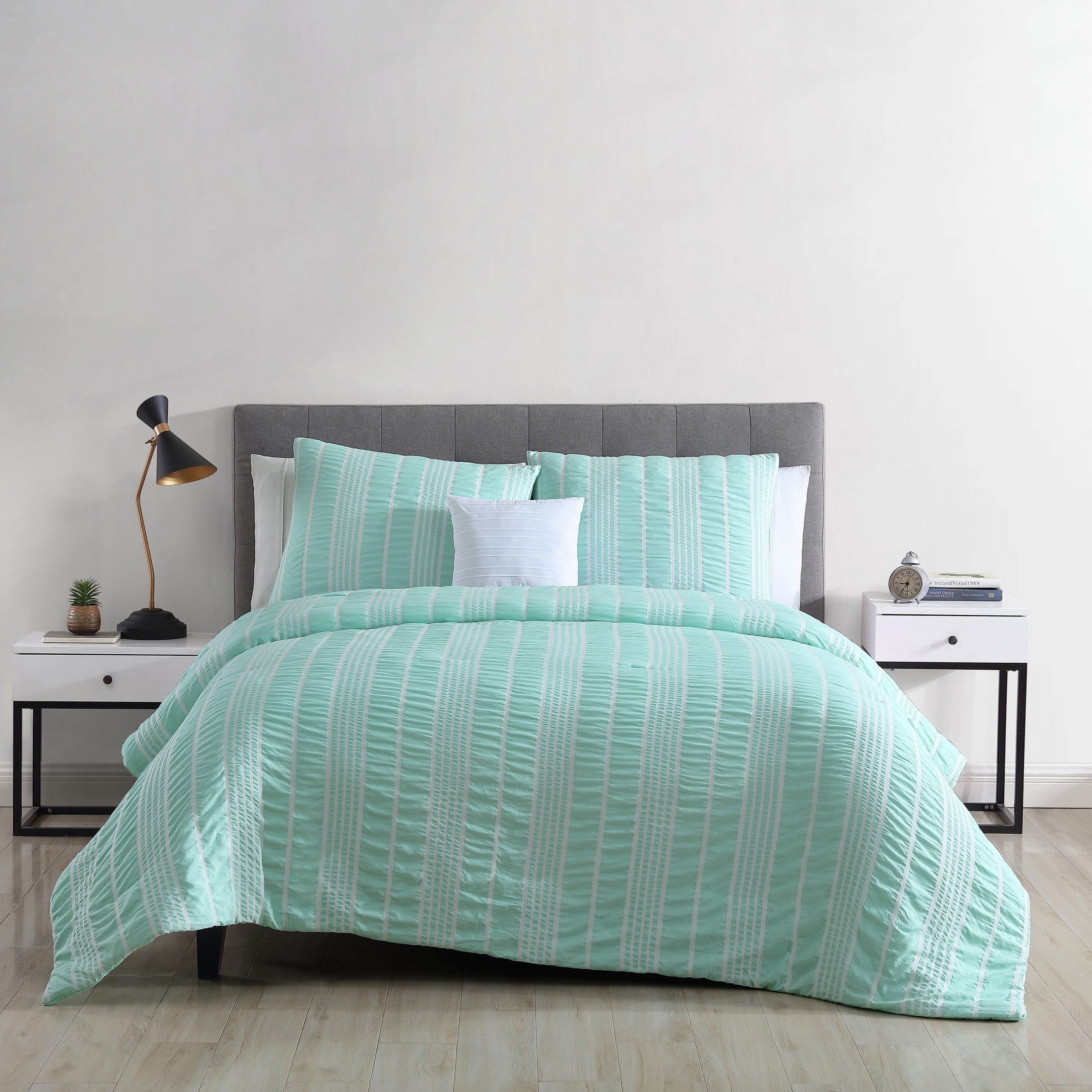 VCNY Home Dian 3-Piece Mint Stripe Polyester Comforter Set, Twin ...