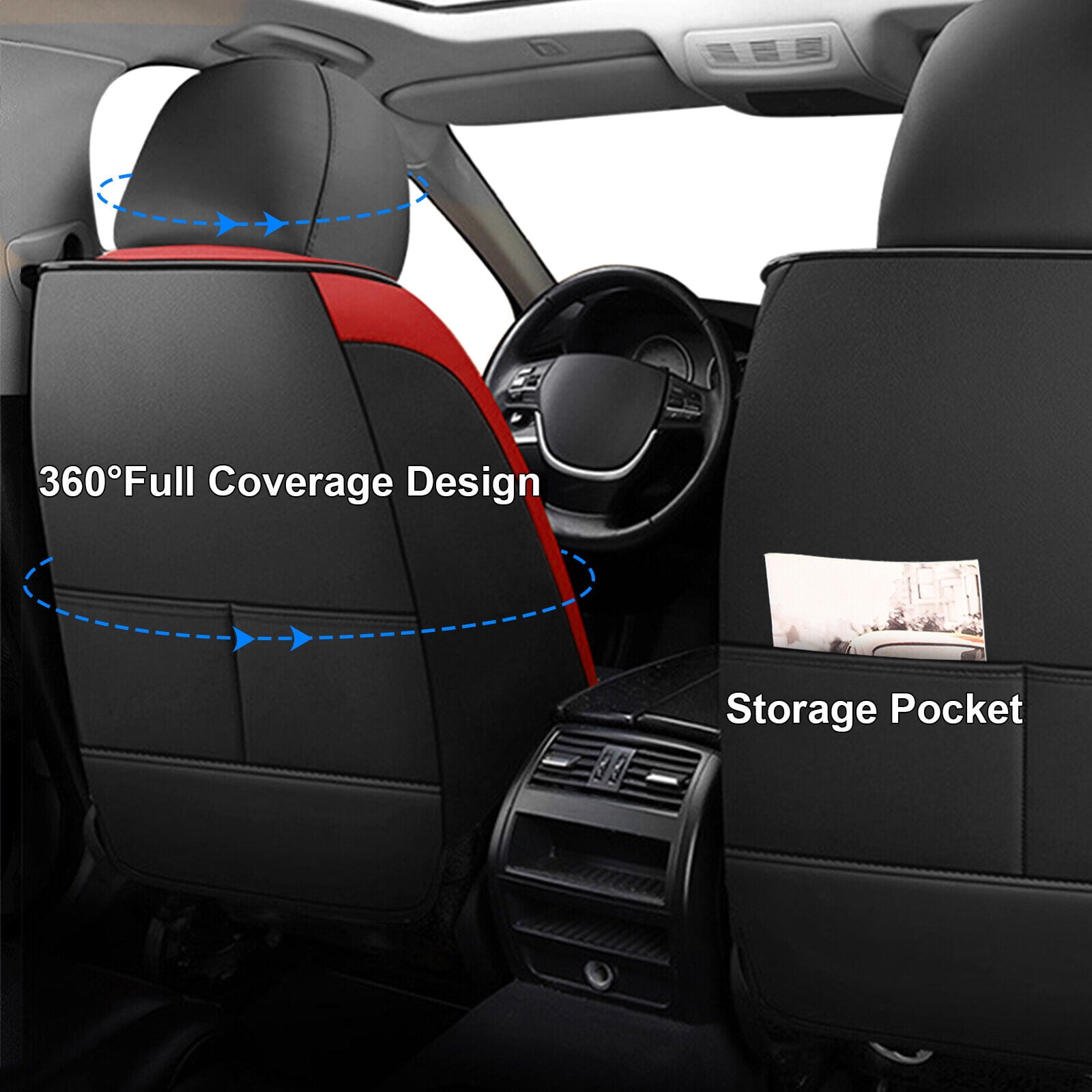 For Chevrolet Cruze Car Seat Cover 5 Seats Deluxe PU Leather Auto Front Rear Cushion Protector Full Set for Prizm Tracker Malibu Hybrid Black Red Walmart