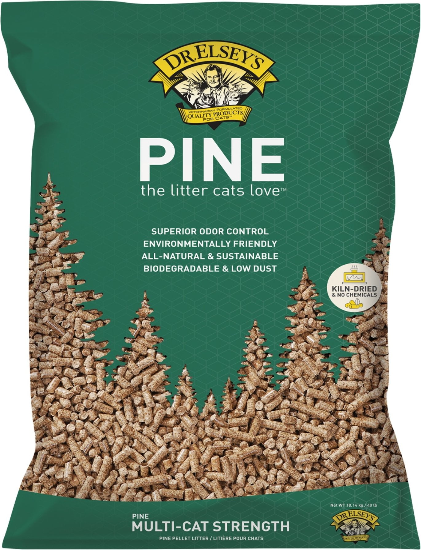 pack of 4 - Dr. Elsey's Pine All-Natural Kiln-Dried Cat Litter, 18.14 ...