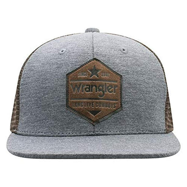 Wrangler Men's Leather Hexagon Patch Mesh Back Trucker Cap - Walmart.com