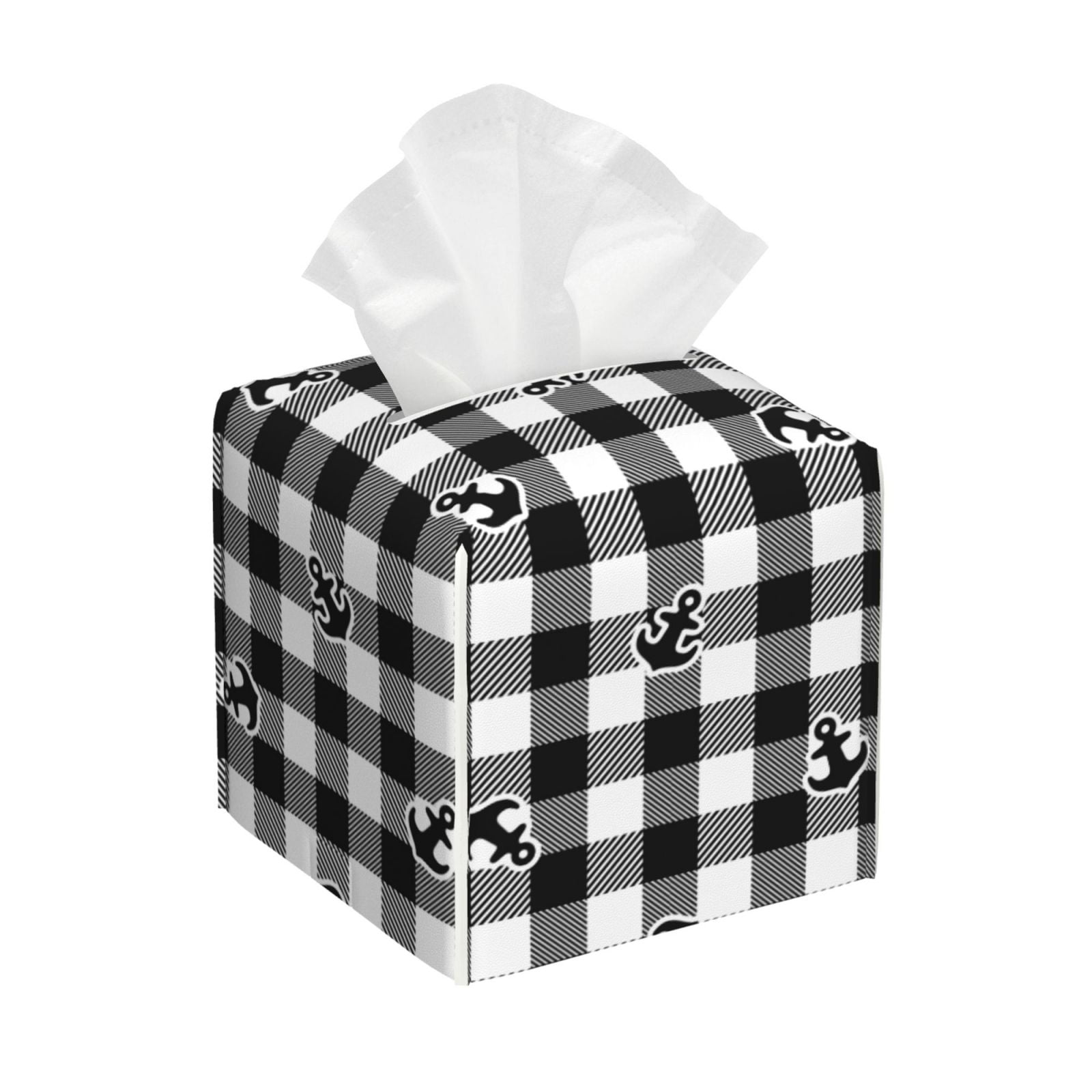 Fotbe Black Tartan Plaid Porta Pañuelos Decorativo de Cuero, Caja ...