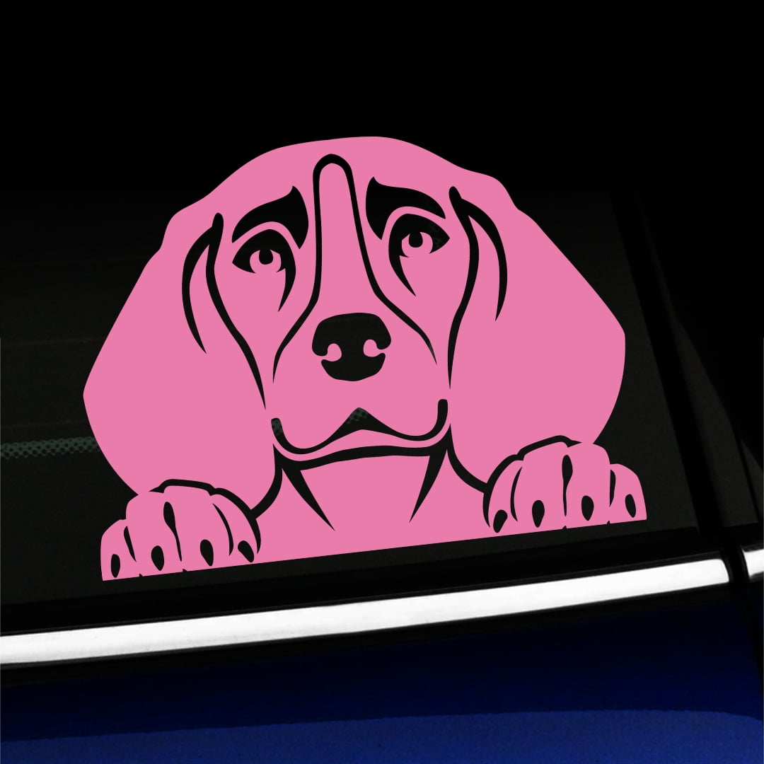 Peeking Beagle - Vinyl Car Decal - Choose Color - [PINK] - Walmart.com