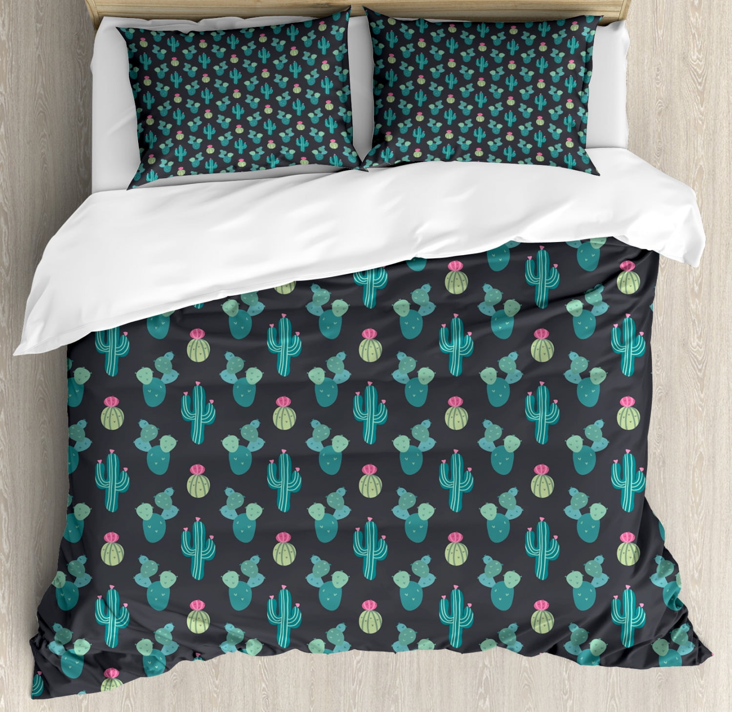 Botanical Duvet Cover Set Queen Size, Saguaro Cactus Pattern with ...