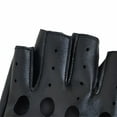 TELOLY Fingerless Faux Leather Gloves - Black Sports Biker Punk Gloves ...