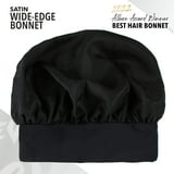 Evolve Satin Wide-Edge Bonnet Black for Natural Hair, Curly Nighttime ...