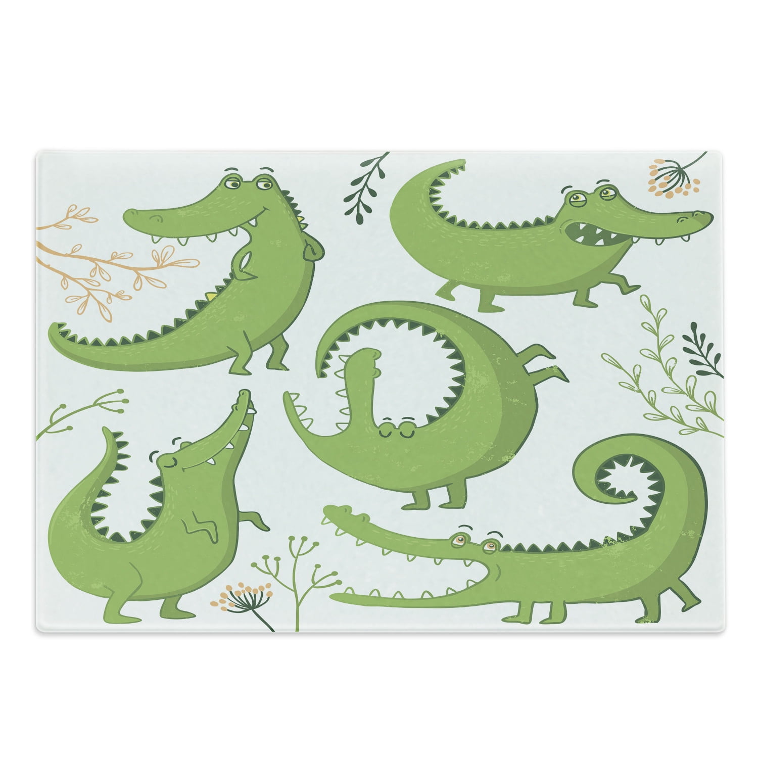 Crocodile Cutting Board, Crocodiles Among Floral Elements Print ...