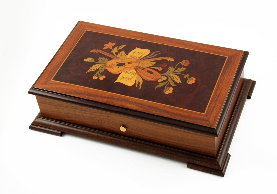Traditional 50 Note Music Box with Music Instruments and Flower Inlay ...