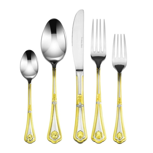 Set 40-Piece Venezia Collection "Seashell" Flatware Set - Service for 8 ...
