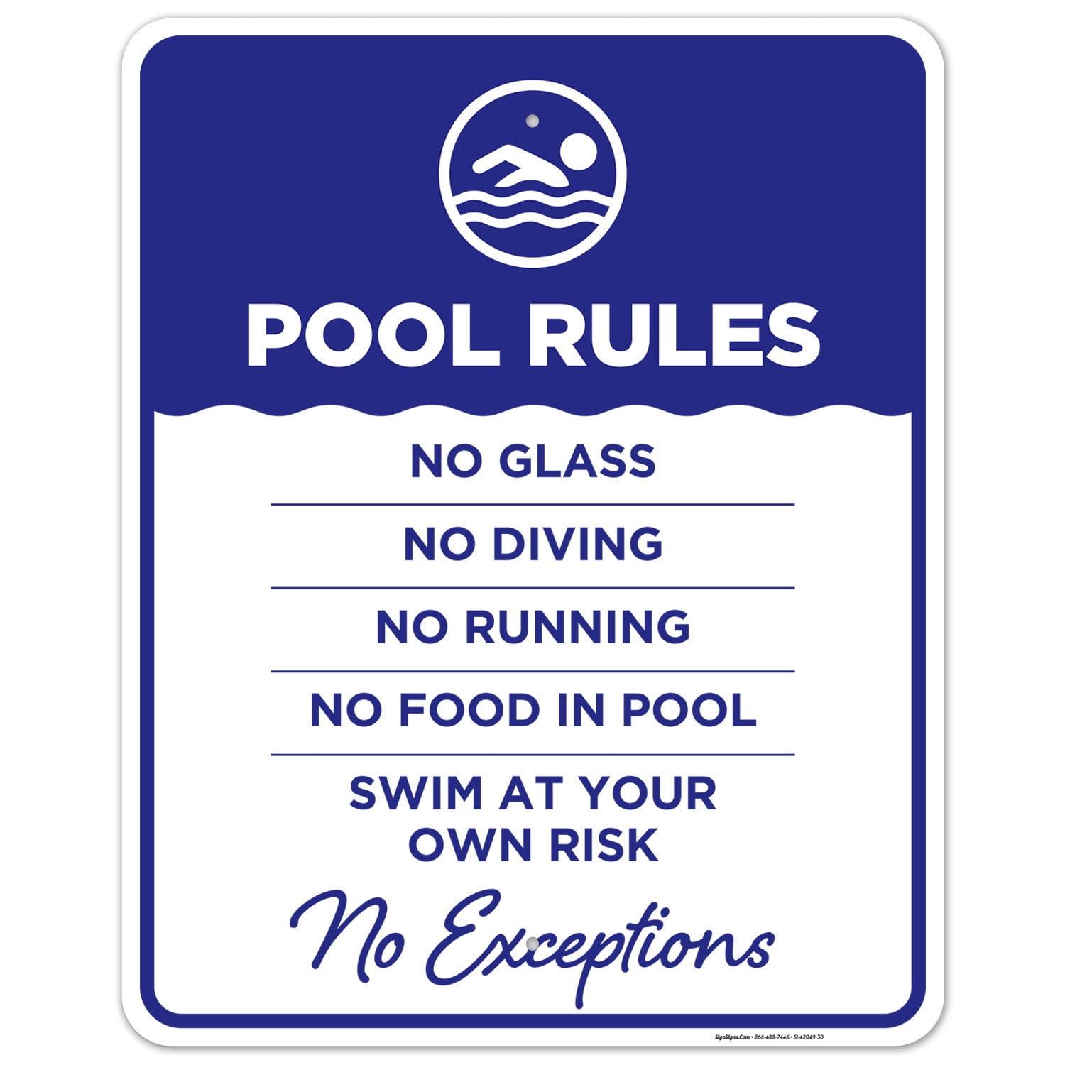 Pool Rules - No Exceptions Sign, Pool Sign, - Walmart.com