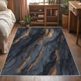 Black Marble Abstract Area Rug, Modern Stone Pattern Carpet, Washable ...