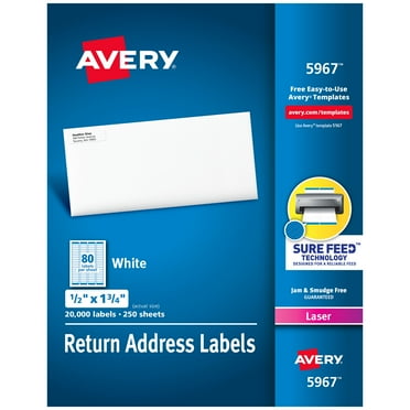 Avery Repositionable Address Labels, Repositionable Adhesive, 1" x 2-5/ ...
