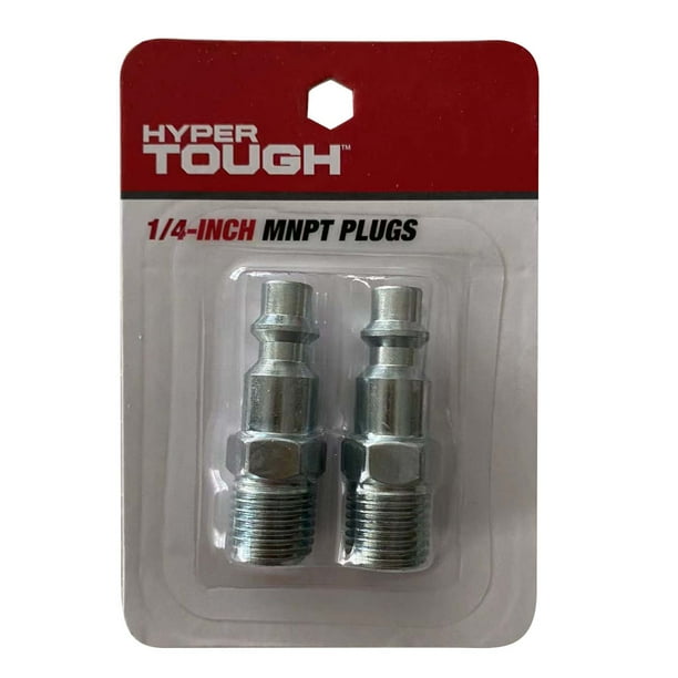 Hyper Tough 1/4-inch Air Industrial Steel MNPT Plug Set, Model 12-225 ...