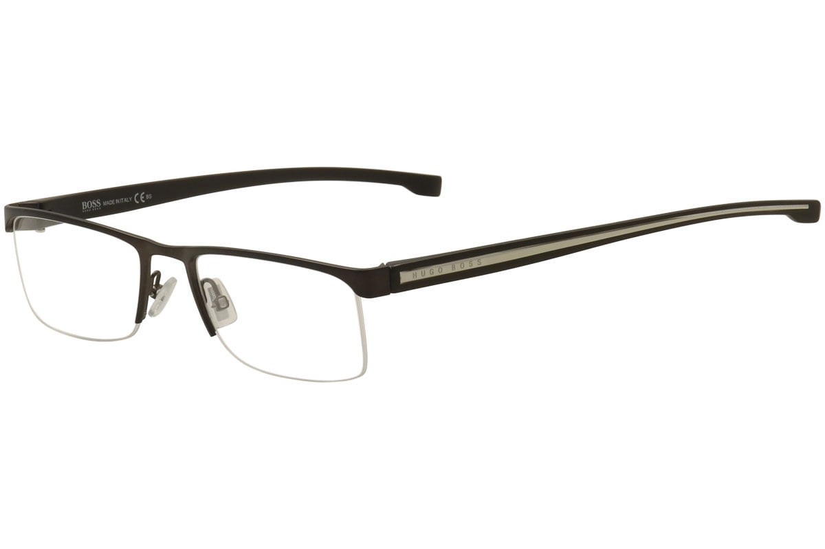 Hugo Boss Eyeglasses 0878 0J3 Matte Brown/Silver Rectangle Optical ...