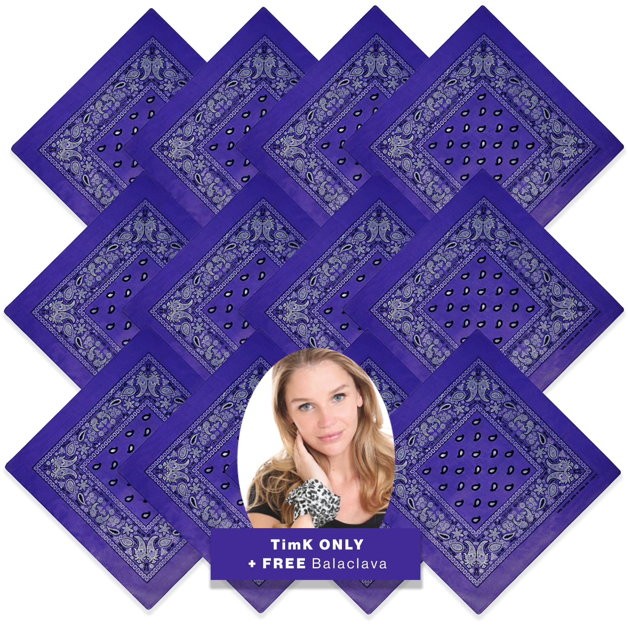 BASICO 12pk Dark Purple Bandana Face Covering | 100% Cotton Bandana for ...