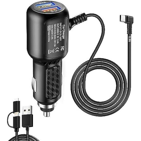 SHIQI-Dash Cam Charger USB C, Dual Port Dashcam Power Adapter with ...
