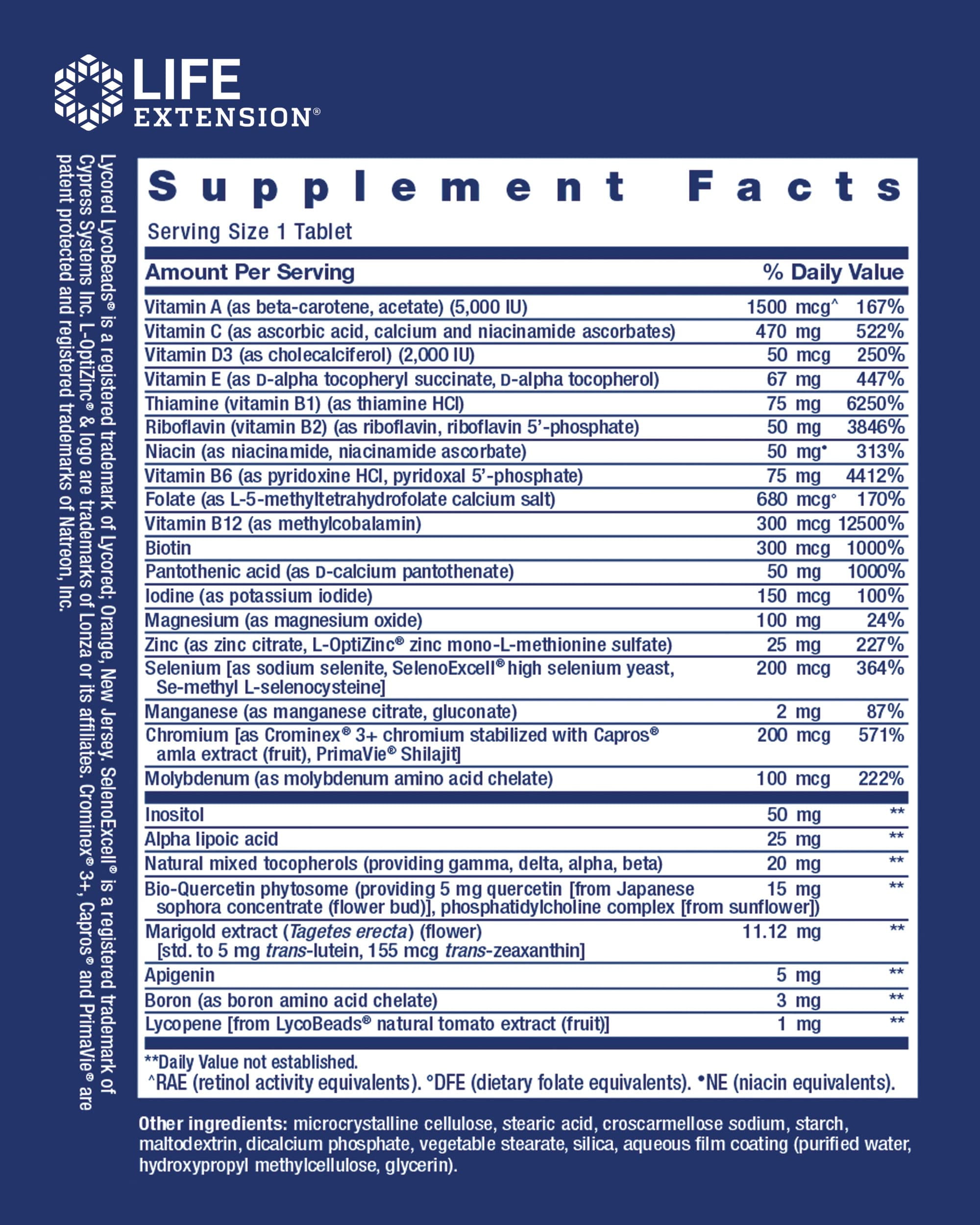 Vitaminas esenciales multivitamínicas Life Extension, una ve | Bodega ...