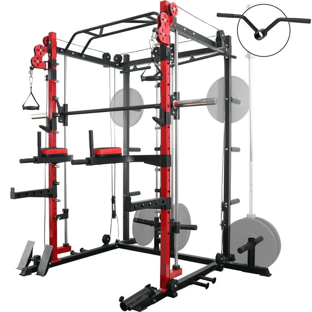 ELEVTAB Smith Machine Home Gym, 2000lbs Squat Rack with LAT-Pull Down ...