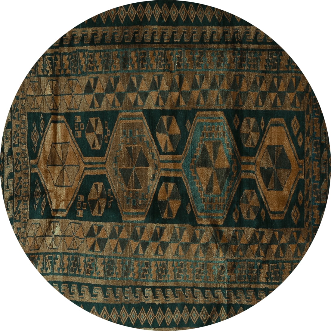 Ahgly Company Machine Washable Indoor Round Persian Turquoise Blue ...