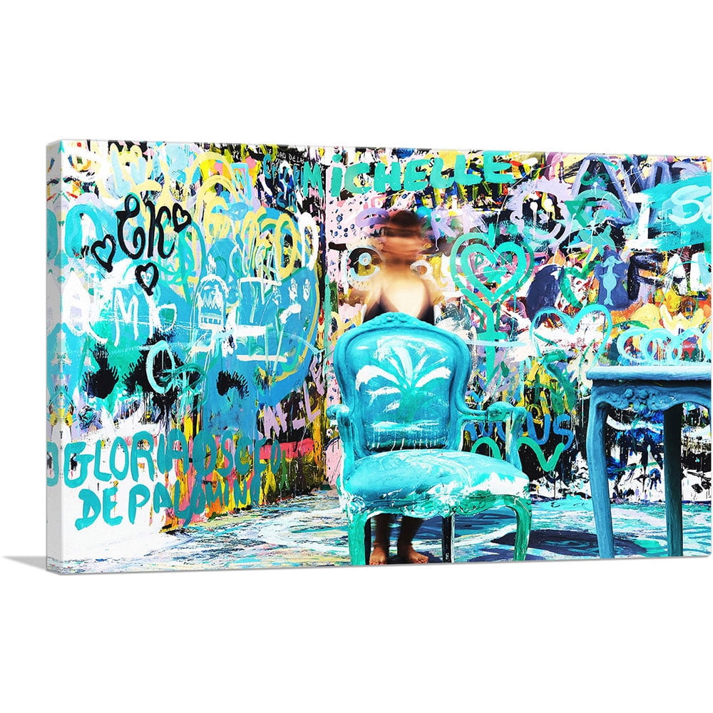 ARTCANVAS Graffiti Room Glitched Girl Canvas Art Print - Size: 40" x 26 ...