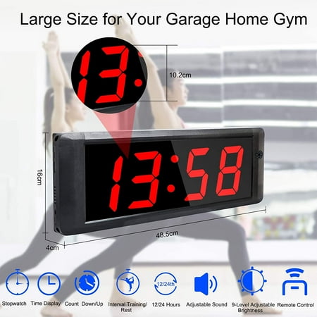 4" LED Interval Timer, Count Down/Up Clock, Stopwatch, Gym Timer with ...