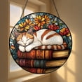 Decorative Cat With Book Stained Glass Style Suncatcher Window Hanging ...