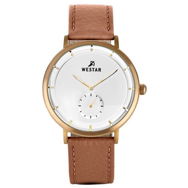 Westar Profile Leather Strap Silver Dial Quartz 50246BZZ187 Men's Watch ...