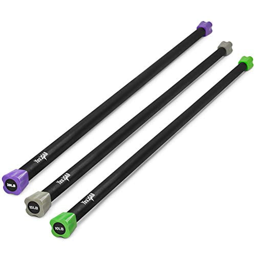 Yes4All Weighted Exercise Bar / Weighted Workout Bar – Set of 3 ...