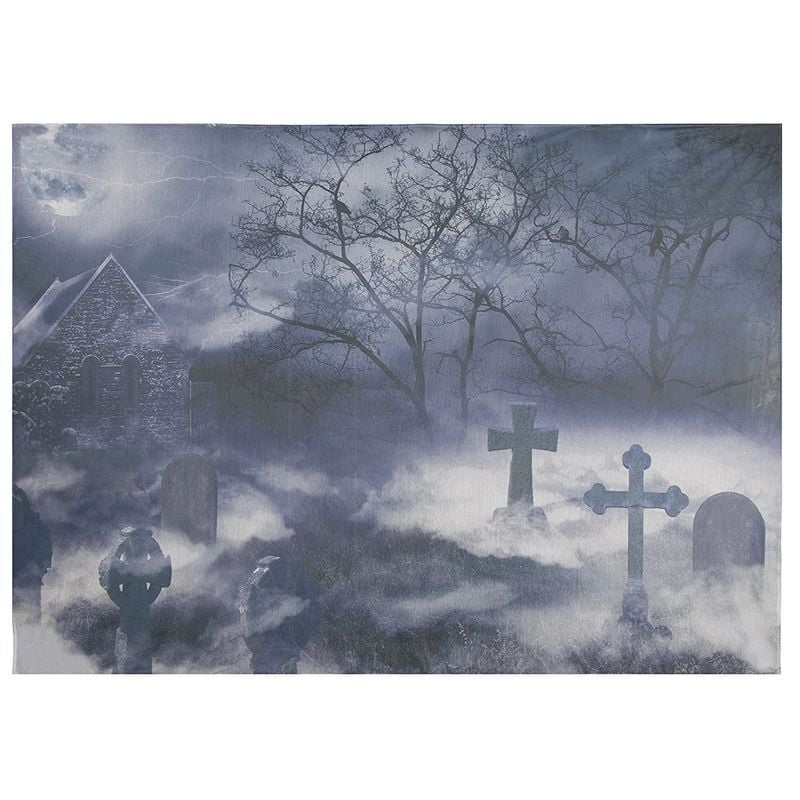 Halloween Graveyard Photo Booth Backdrop Haunted House Party Decoration ...