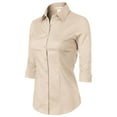 Made By Olivia Womens Work Fitted 3 4 Sleeve Button Down Office Blouse