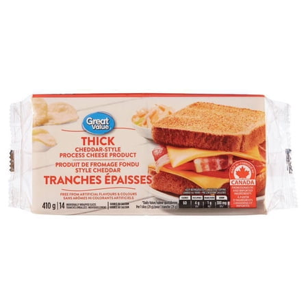 Tranches épaisses de fromage fondu Great Value style cheddar | Walmart ...