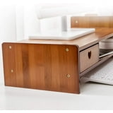 Maydear Bamboo Monitor Stand Riser with Storage Drawer, 2 Tier Desk ...