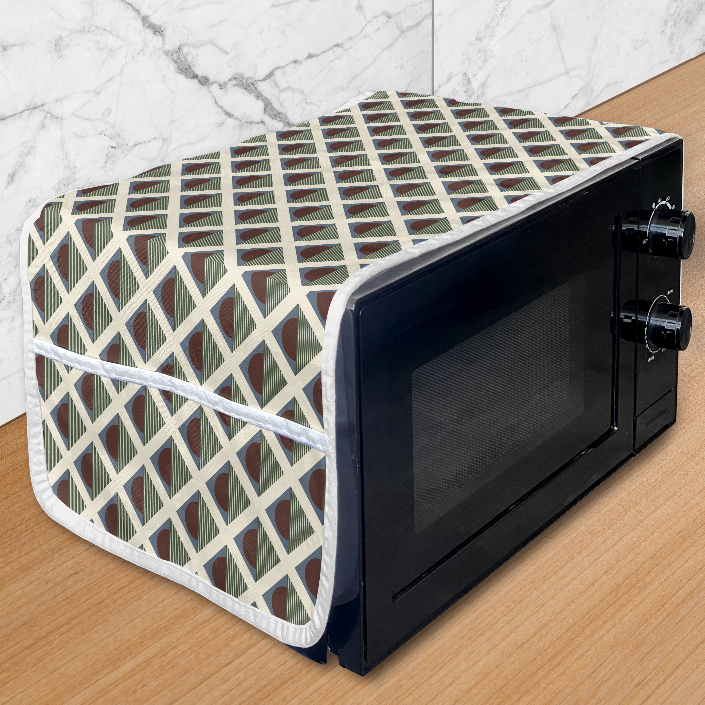 Retro Microwave Oven Cover, Pop Art Style Funky Half Circles Geometric ...