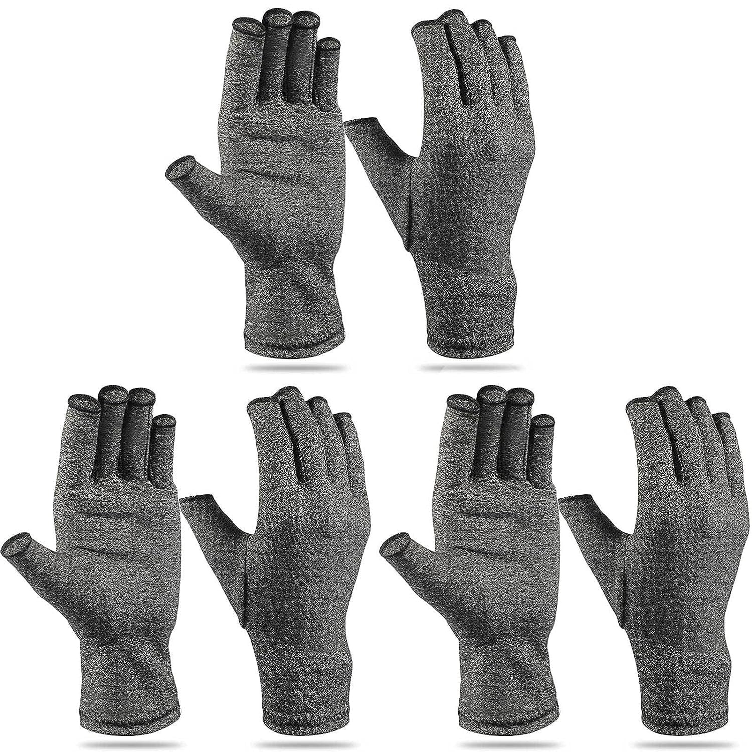 3 Pairs Compression Craft Arthritis Hands Gloves Fingerless Pressure ...
