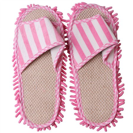 Washable ing Cleaning Striped Quick Lazy Home Mop Slippers Coral Fleece ...