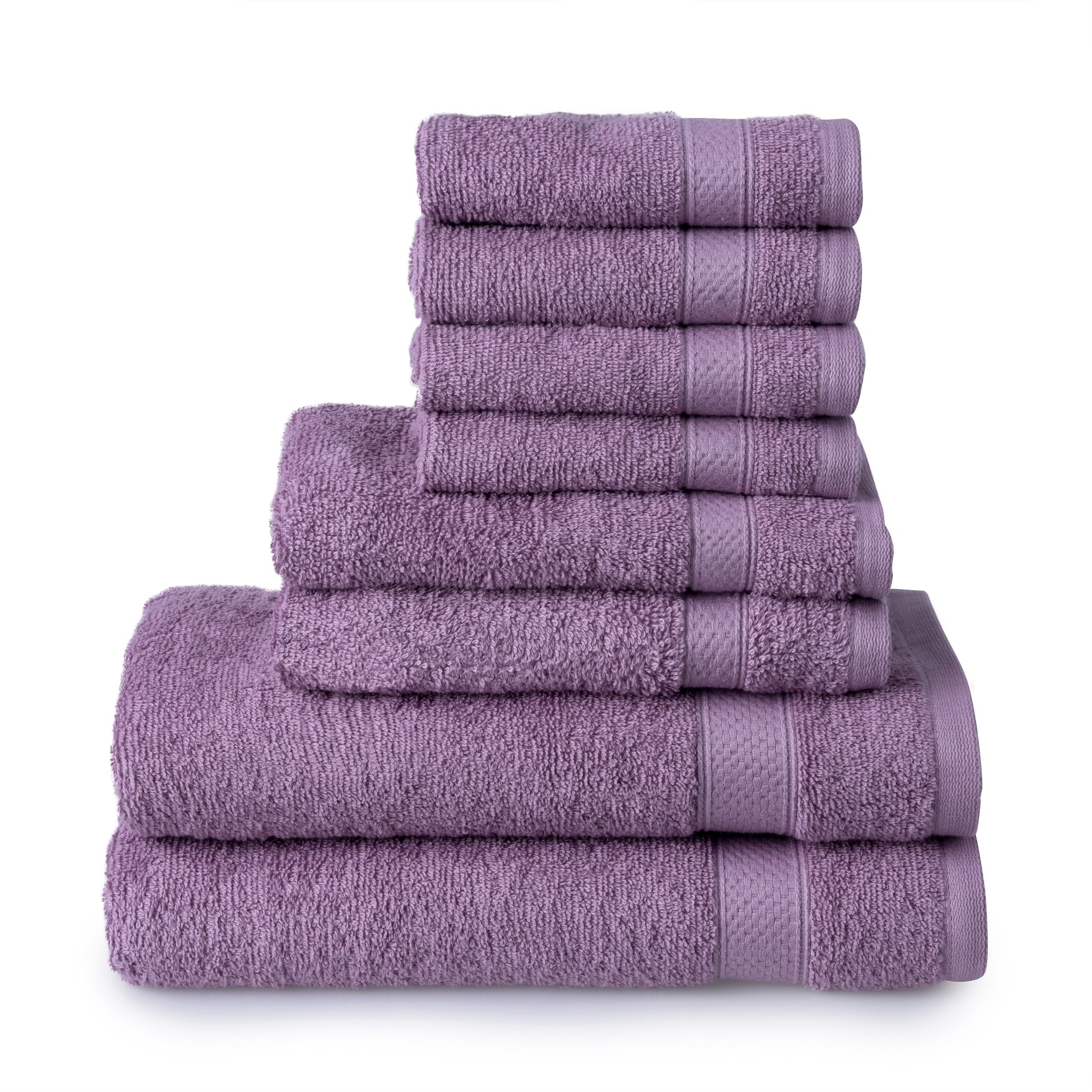 Welhome Basic Towel, 100% Cotton, 434 GSM, 8 Piece Set, Lilac - Walmart.com