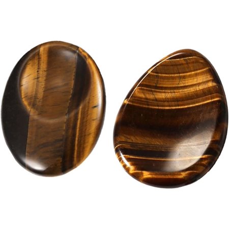 HISRFO Tiger's Eye Gemstone Thumb Worry Stone Chakra Healing Pocket ...