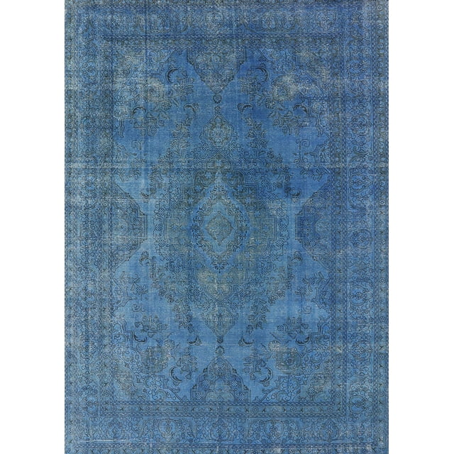 Ahgly Company Indoor Rectangle Mid-Century Modern Blue Persian Area ...