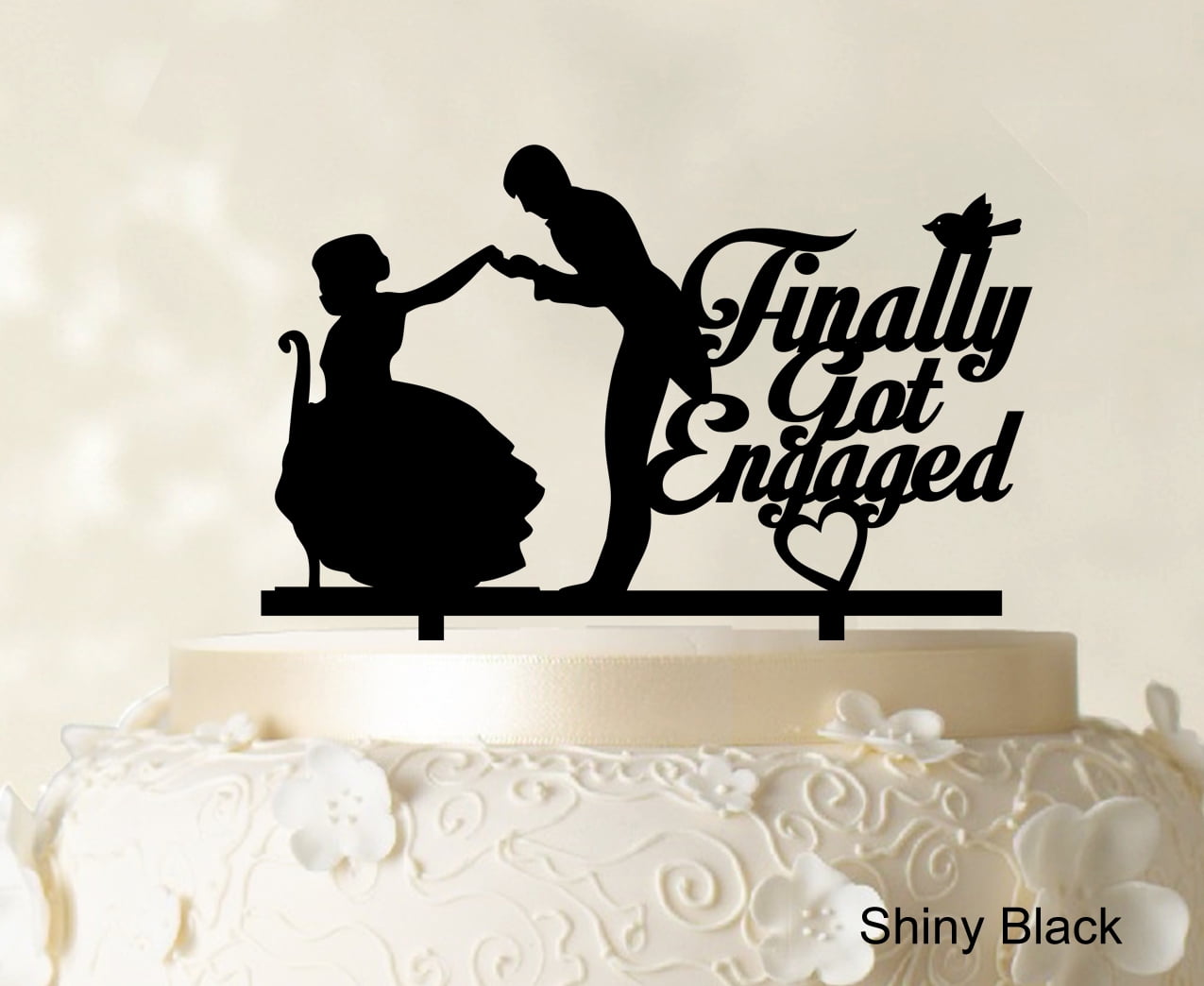 "Finally Got Engaged Couple Cake Topper Wedding Cake Topper Color ...