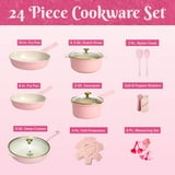 Paris Hilton 24 Piece Clean Ceramic Nonstick Cast Aluminum Cookware Set ...