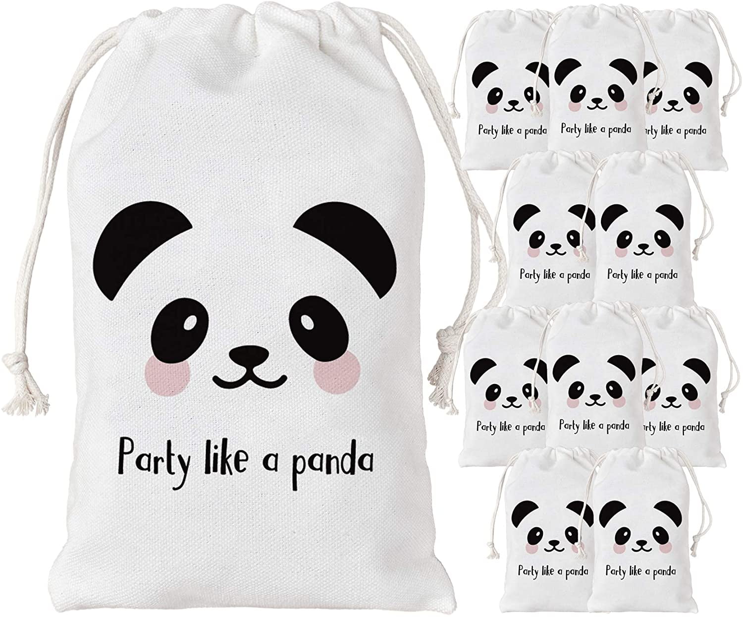 Panda Party Favor Bags 12 Pack - Gift Goodie Candy Treat Bags for Party ...