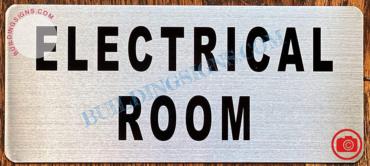 Electrical Room Sign (Brush Aluminium, 3.5X8)-The Mont Argent line.(ref ...