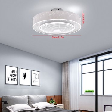 Miumaeov Invisible Crystal Ceiling Fan Light LED Chandelier Retractable ...