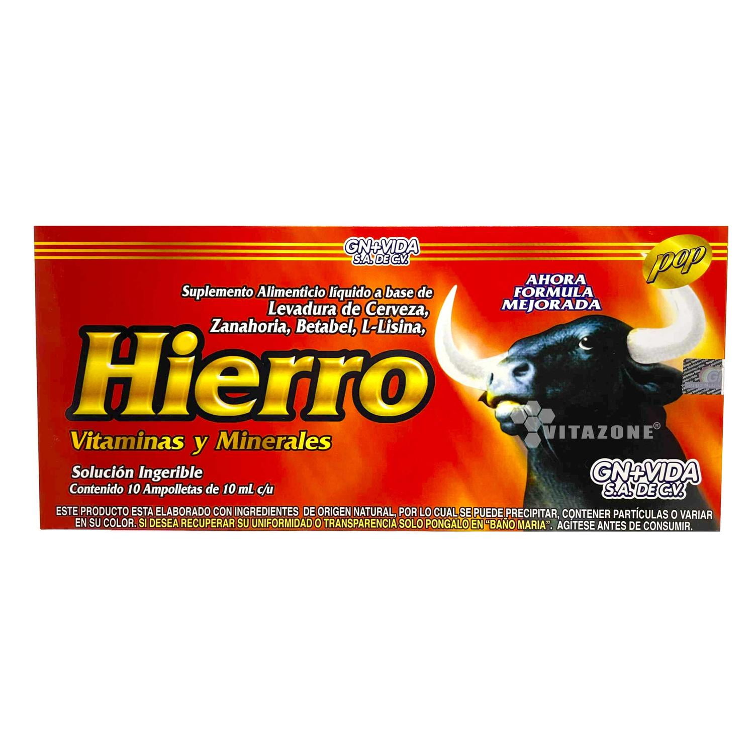 Hierro Levadura Cerveza Lisina 10 Ampolletas Ingeribles GN+Vida GN+Vida ...